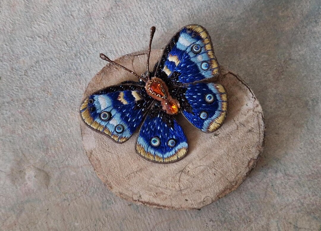 Embroidered Blue Butterfly Lapel Pin, Unique Birthday Gift for Husband ...