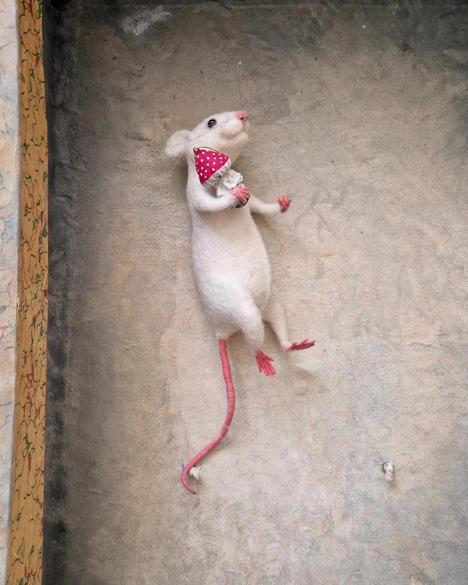 White Needle Felted Mouse Art Doll, Rat Textile Sculpture, Mixed Media ...
