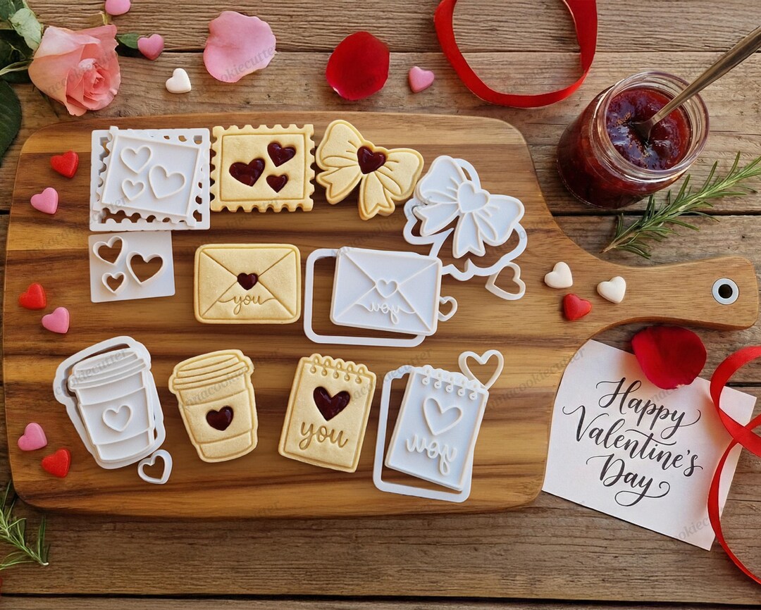 Valentine’s Linzer Cookie Cutter Set of 5 – Coquette Bow, Love Letter ...