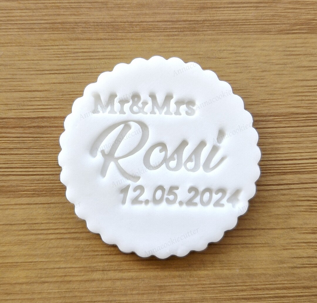 Custom Names | Mr and Mrs | Personalized Date | Biscuit Cookie Stamp ...