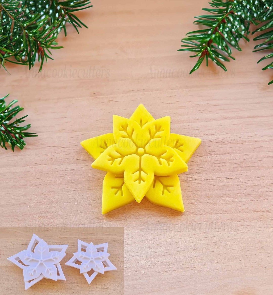 Poinsettia Christmas Cookie Cutters Set Poinsettia Cookie Cutters - Etsy