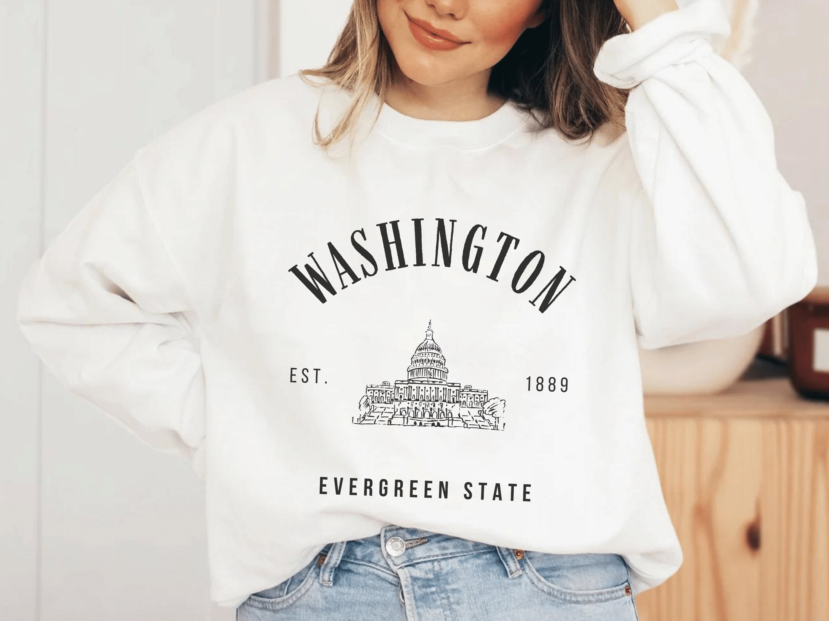 Washington DC Sweatshirt Vintage Crewneck State Sweater Gift - Etsy