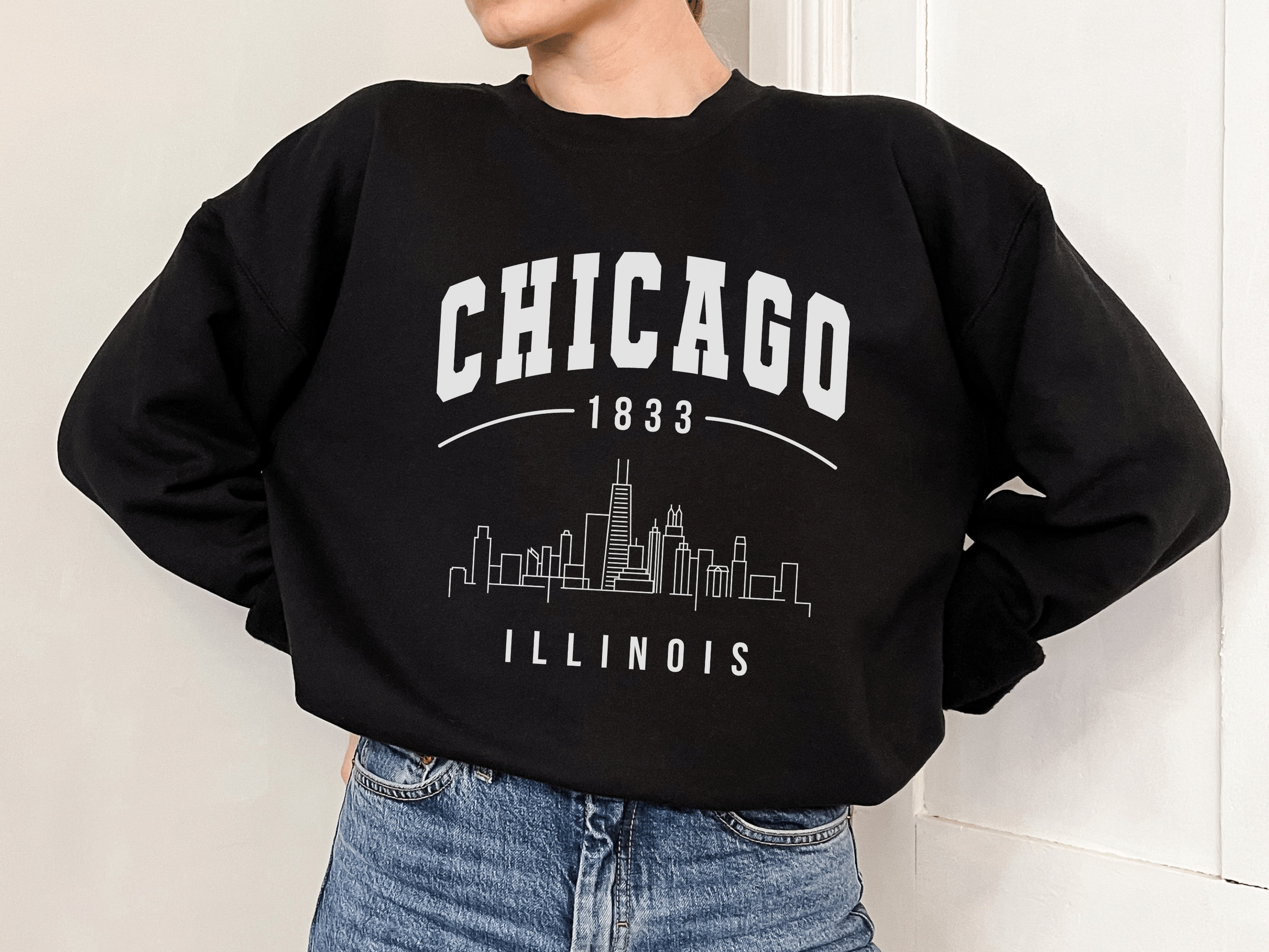 Chicago Sweatshirt Chicago Sweater Chicago Skyline Shirt | Etsy