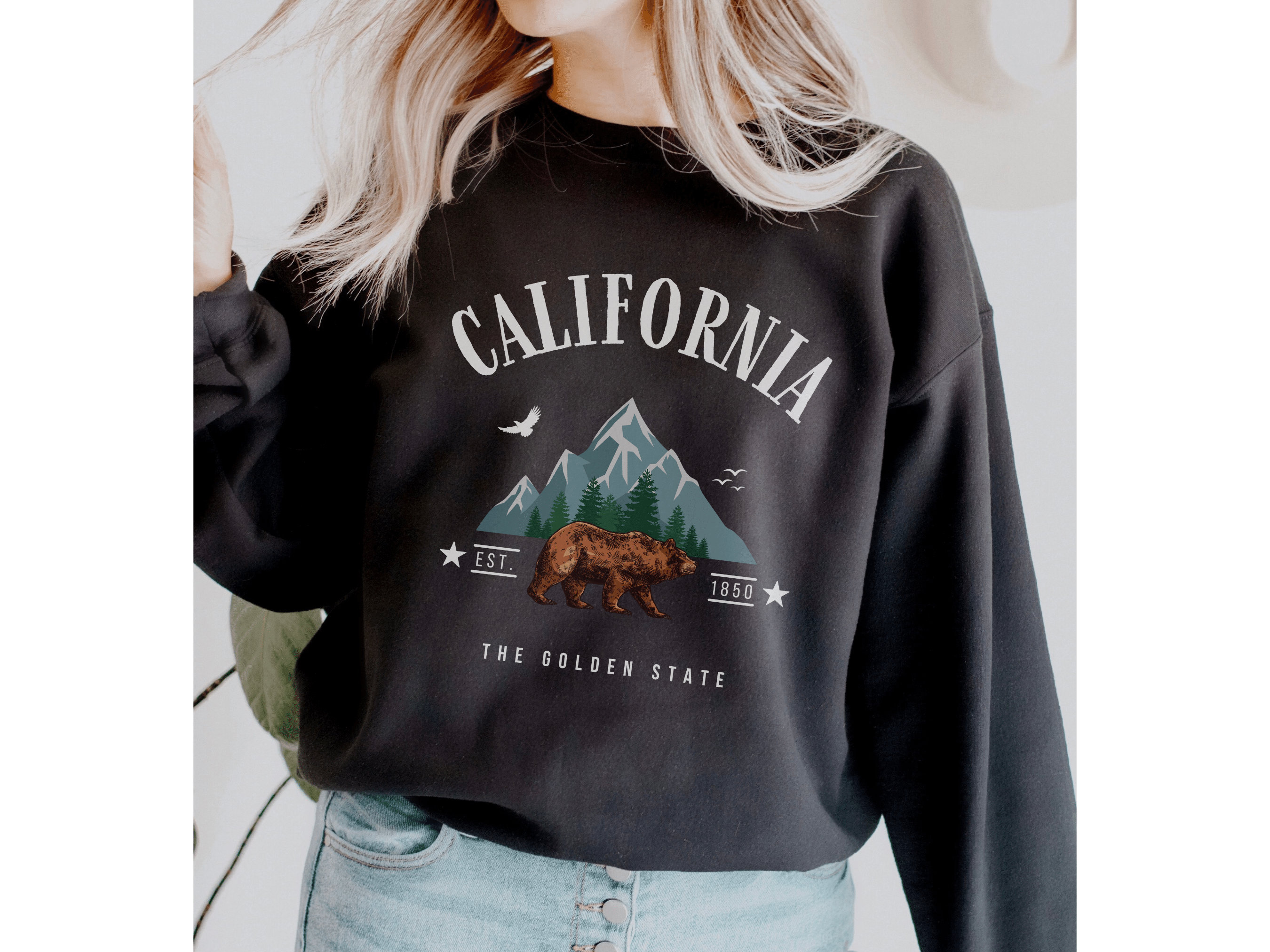 California Sweatshirt California Sweater Bear Pullover - Etsy