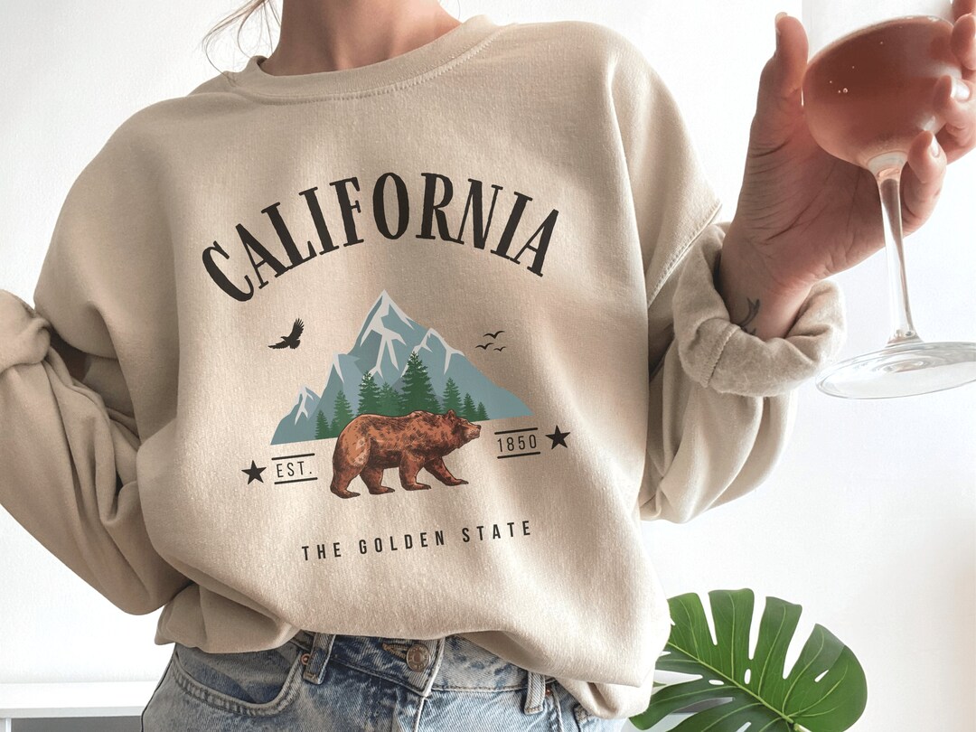 California Sweatshirt, California Sweater, Bear Pullover Hoodie, CA ...