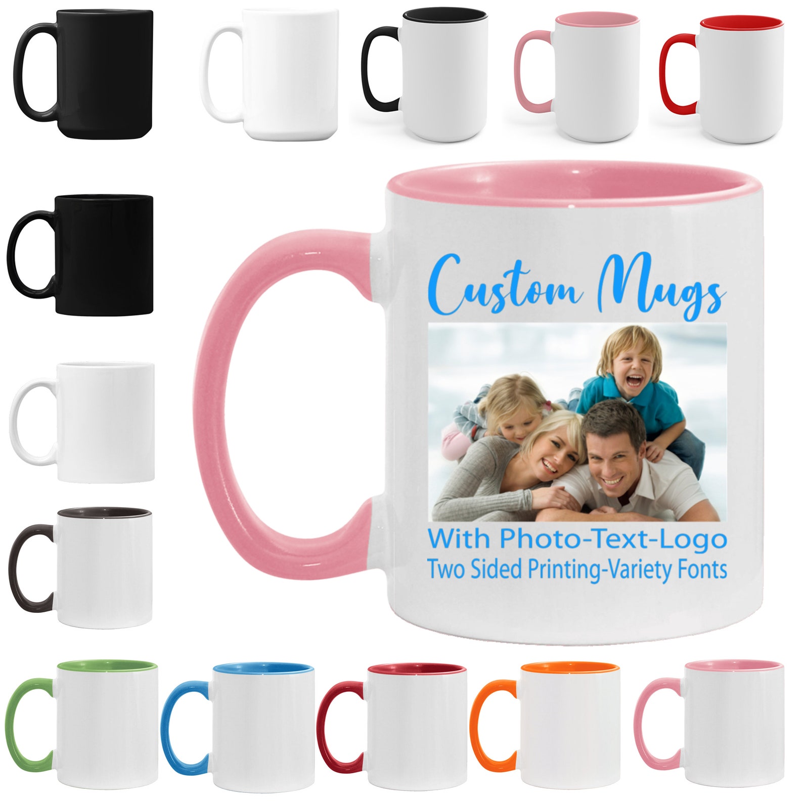 Custom Mugs Personalized Coffee Mugs with Photo Text | Etsy
