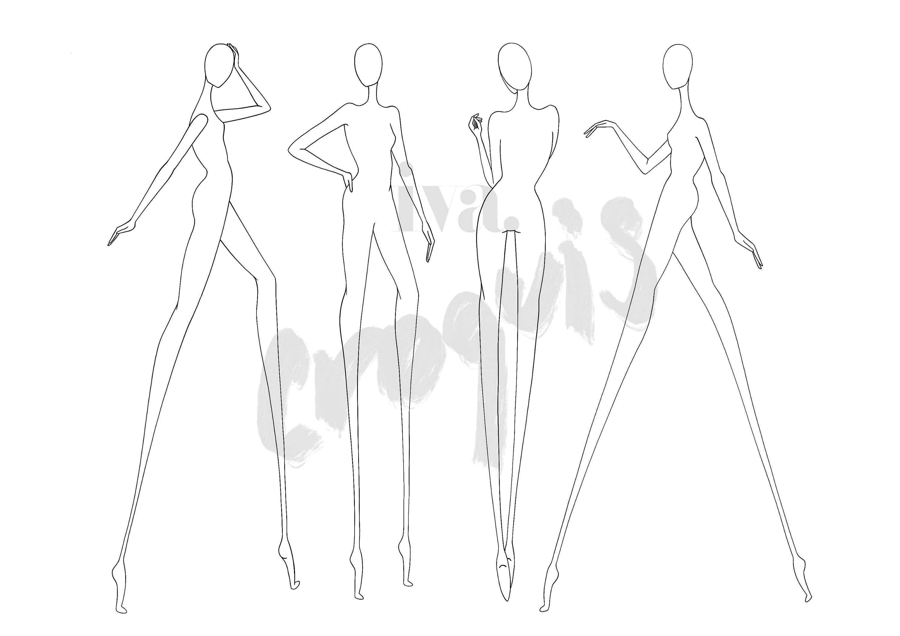 Fashion Croquis: Studio Iva Poses & Templates (PDF Pattern) - Etsy