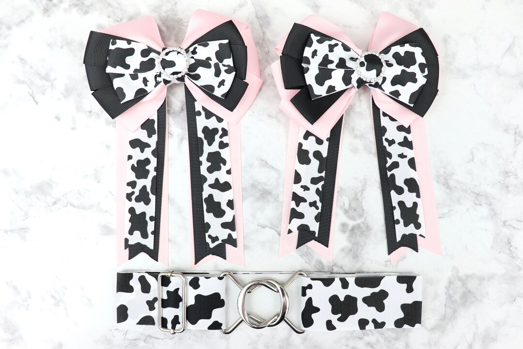 Horse Show Bow. Cow Print. Belt and Bow Combo - Etsy