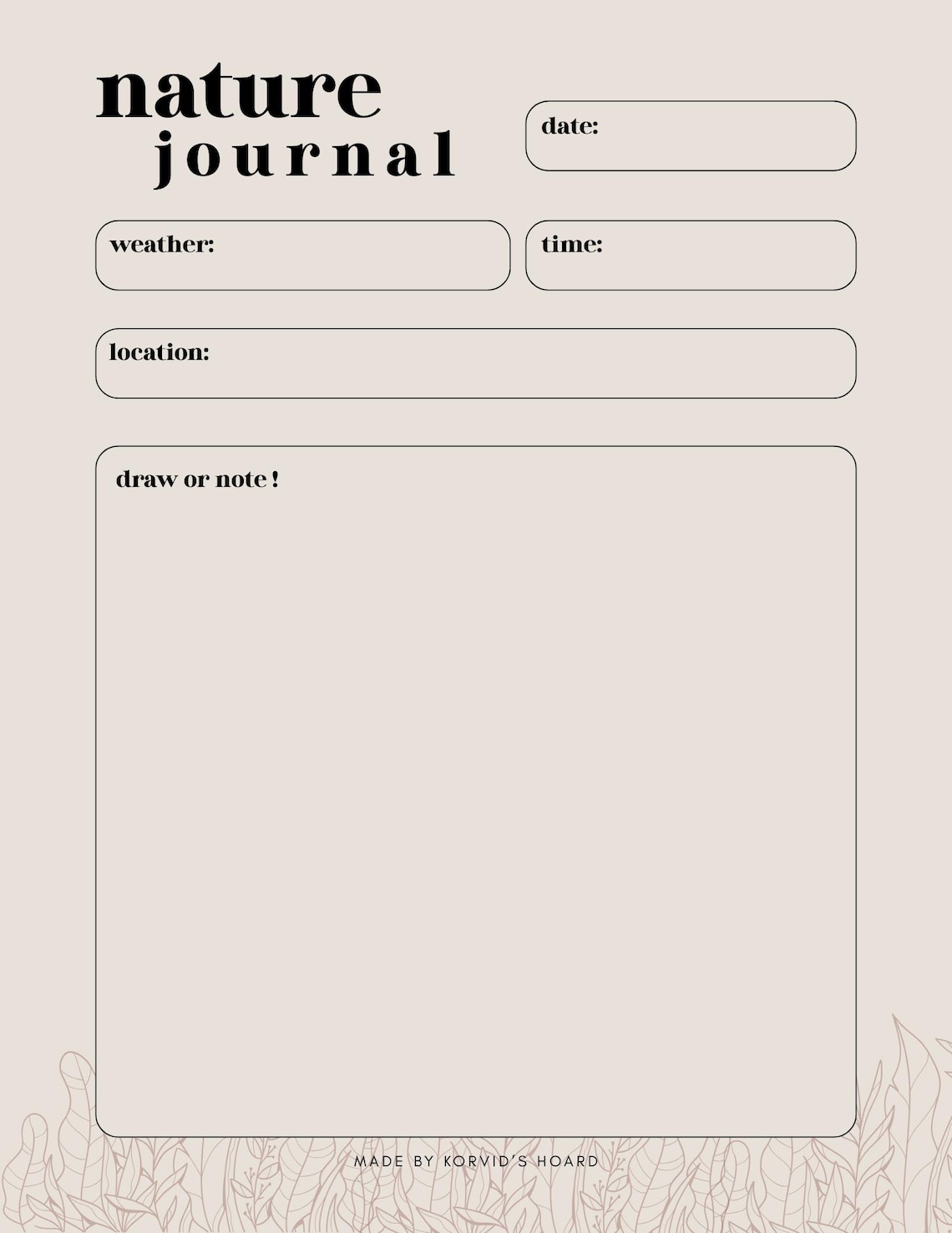 Nature Walk Journal Printable: Minimalist Adventure Worksheet (PDF) - Etsy