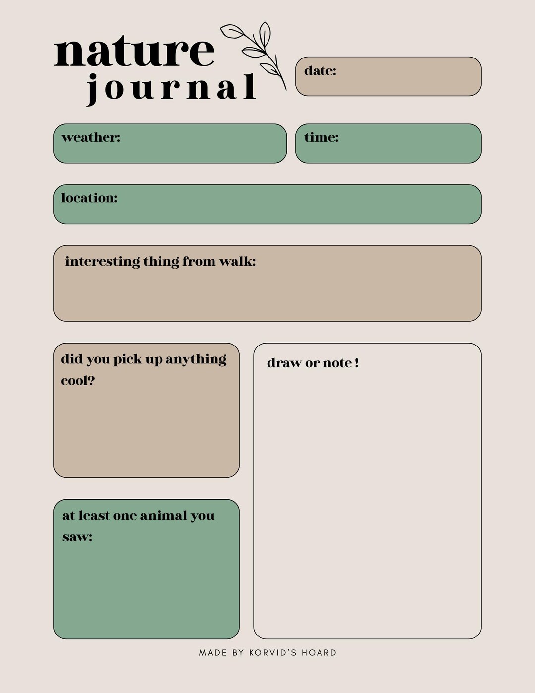 Nature Walk Adventure Journal Work Sheet Printable - Etsy Canada