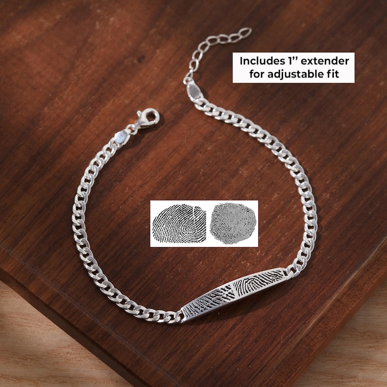 Custom Two Fingerprint Bracelet, Double Fingerprint Bracelet, Memorial ...