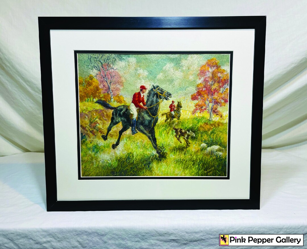 David Hoole - Fox Hunters and Hounds in Pursuit - Oil on Vellum 1935 - Etsy