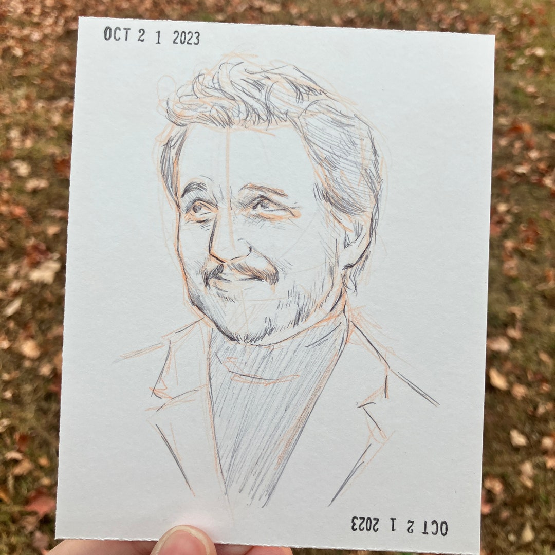 ORIGINAL 4.5x5.5 Pedro Pascal Ink Illustration Sketch - Etsy