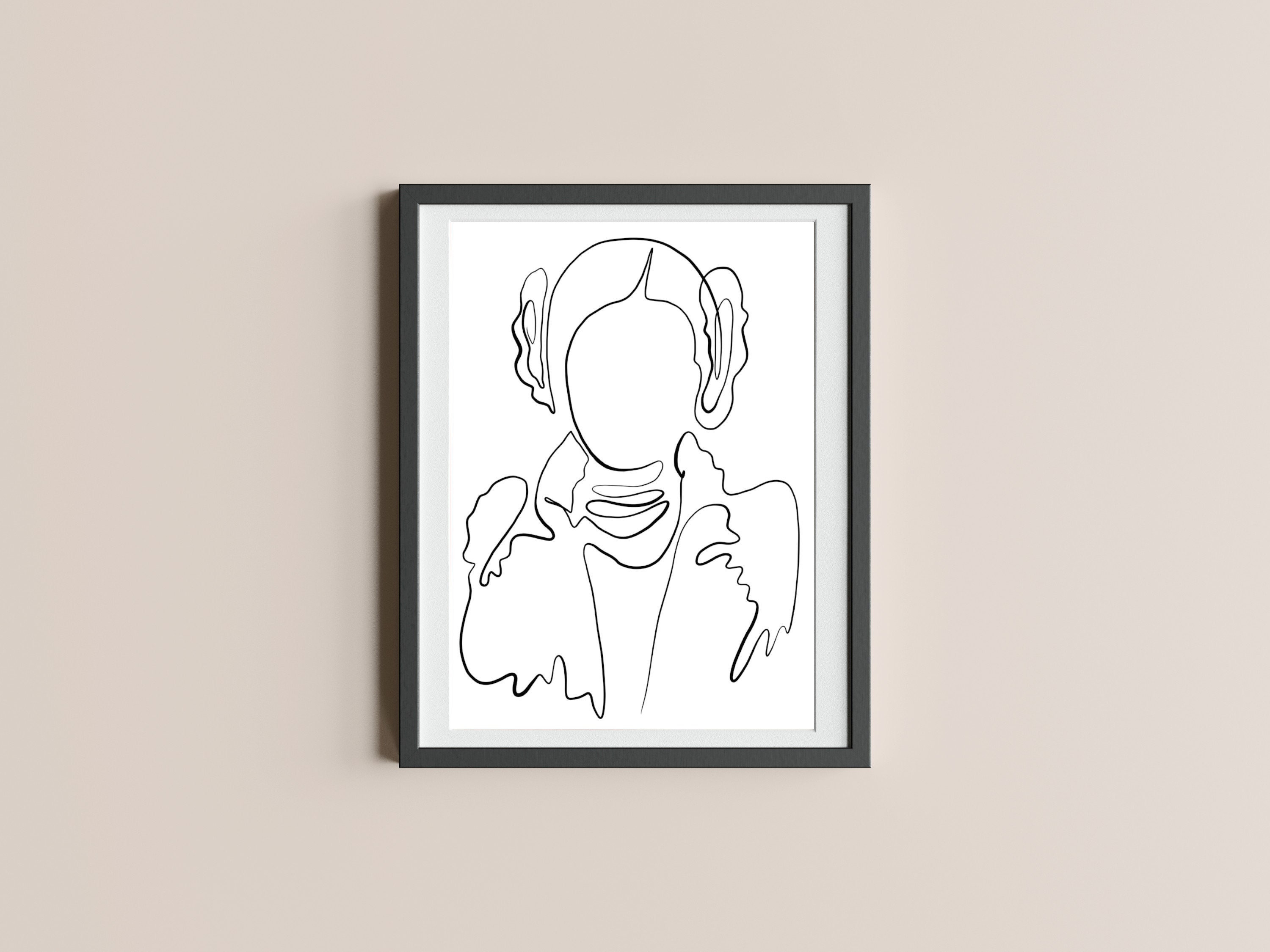PRINCESS LEIA Star Wars Minimalist Line Drawing Modern Wall Art Decor ...