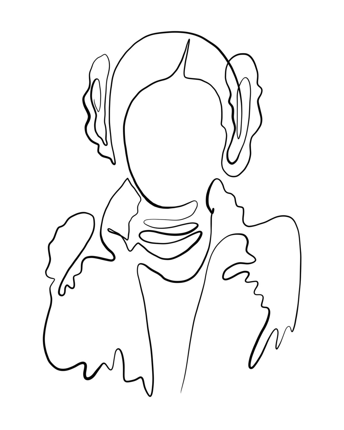 PRINCESS LEIA Star Wars Minimalist Line Drawing Modern Wall - Etsy