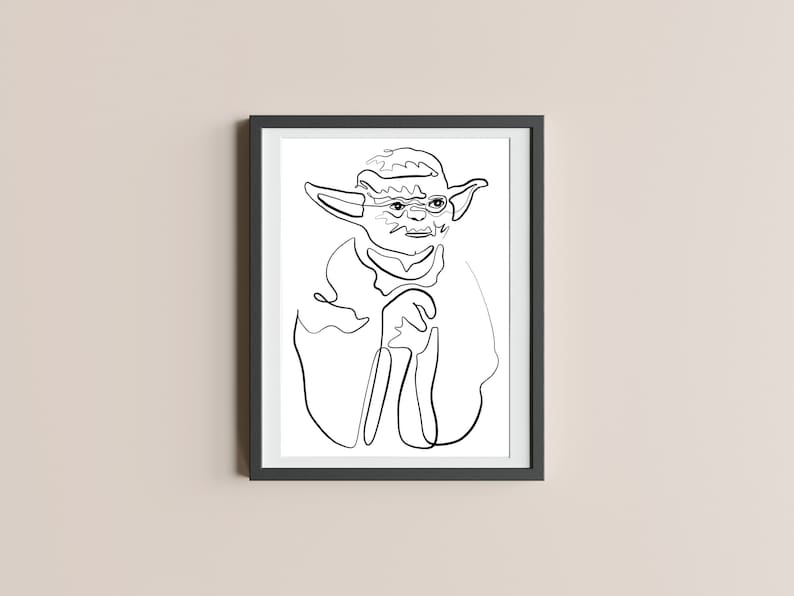 YODA Star Wars Minimalist Line Drawing Modern Wall Art Decor Movie Art ...