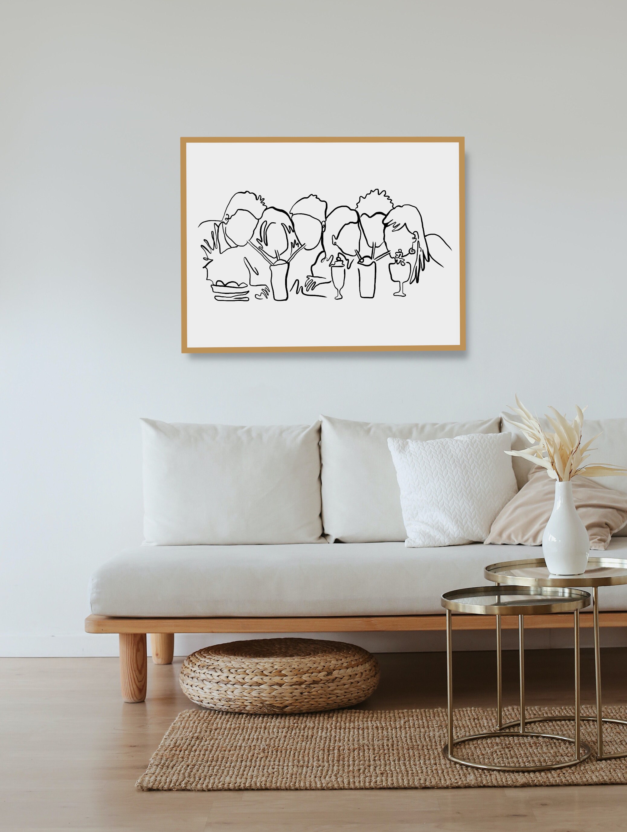 Line Art Print | FRIENDS 2 | Modern & Minimalist Home Wall Decor | Tv ...