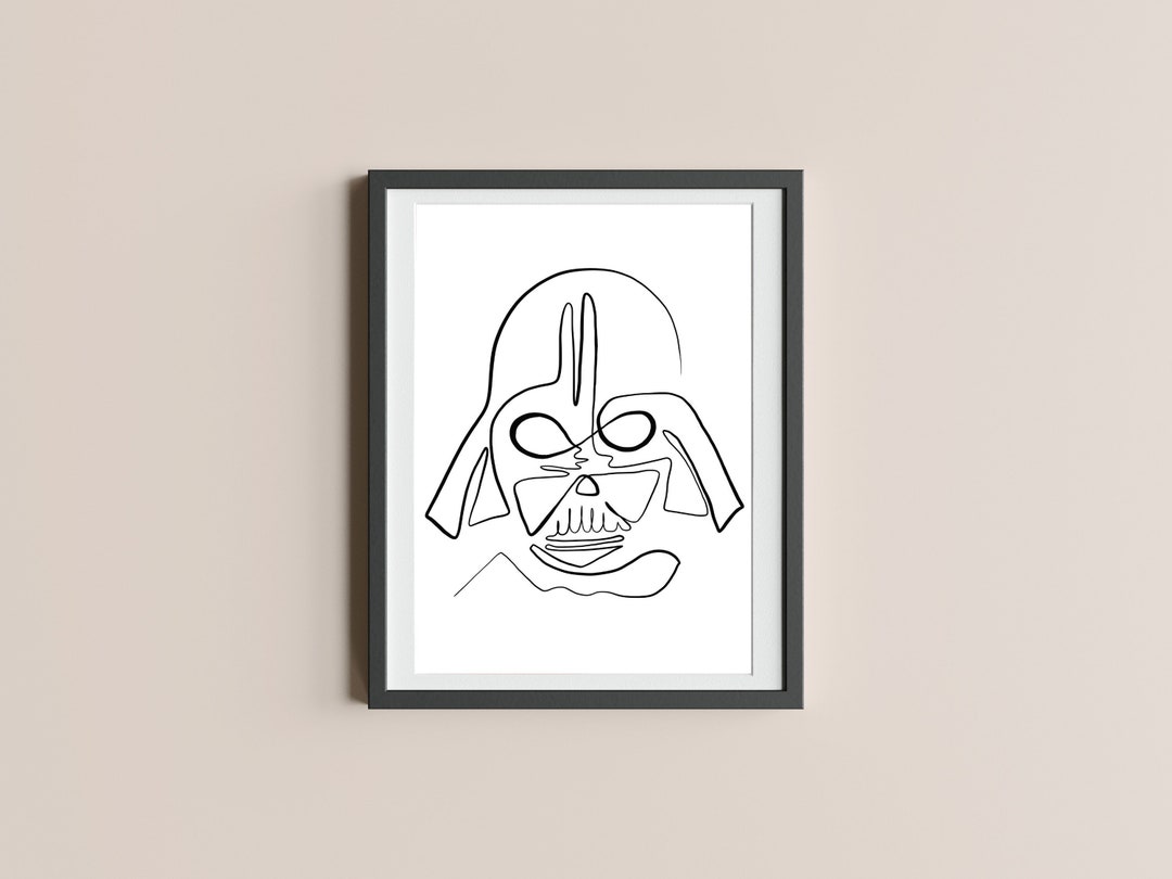 DARTH VADER Star Wars Minimalist Line Drawing | Modern Wall Art Decor ...