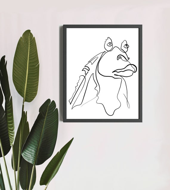 JAR JAR BINKS Star Wars Minimalist Line Drawing Modern Wall - Etsy