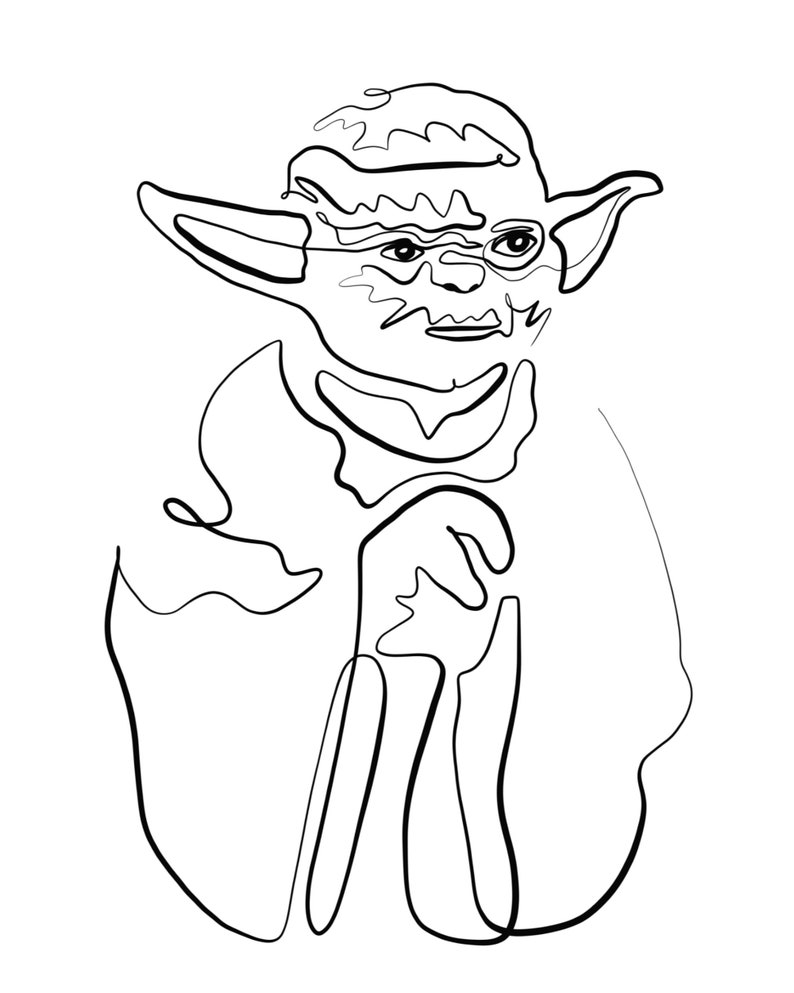 YODA Star Wars Minimalist Line Drawing Modern Wall Art Decor Movie Art ...