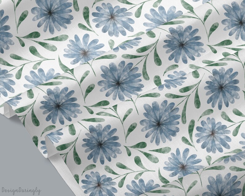 Blue Floral Digital Paper, Blue Flower Seamless Pattern for Fabric ...