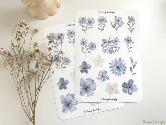 Blue Floral Sticker Sheet Planner Sticker Sheet Cute Sticker - Etsy