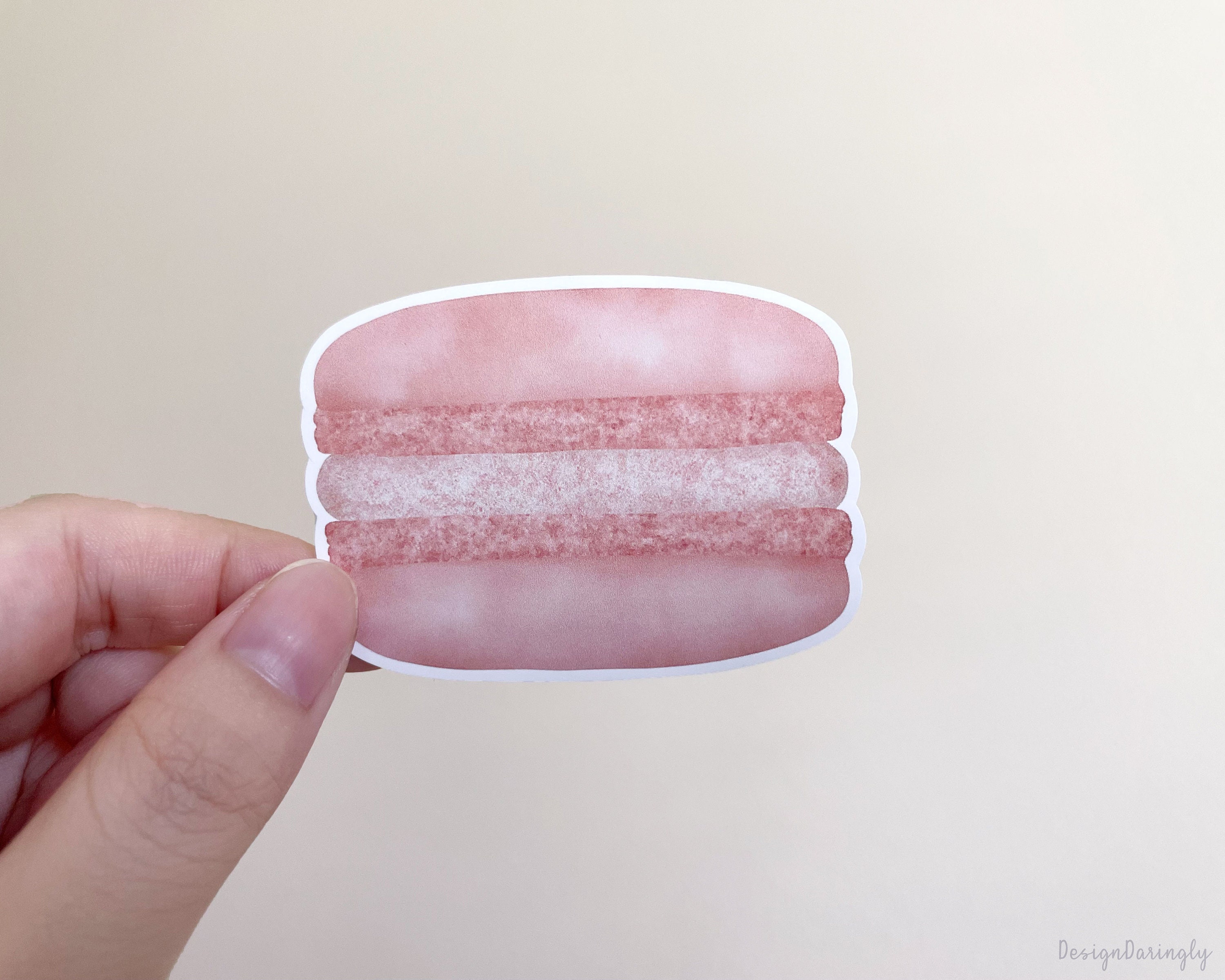 Strawberry French Macarons Sticker, Watercolor Style Macarons, Cute ...