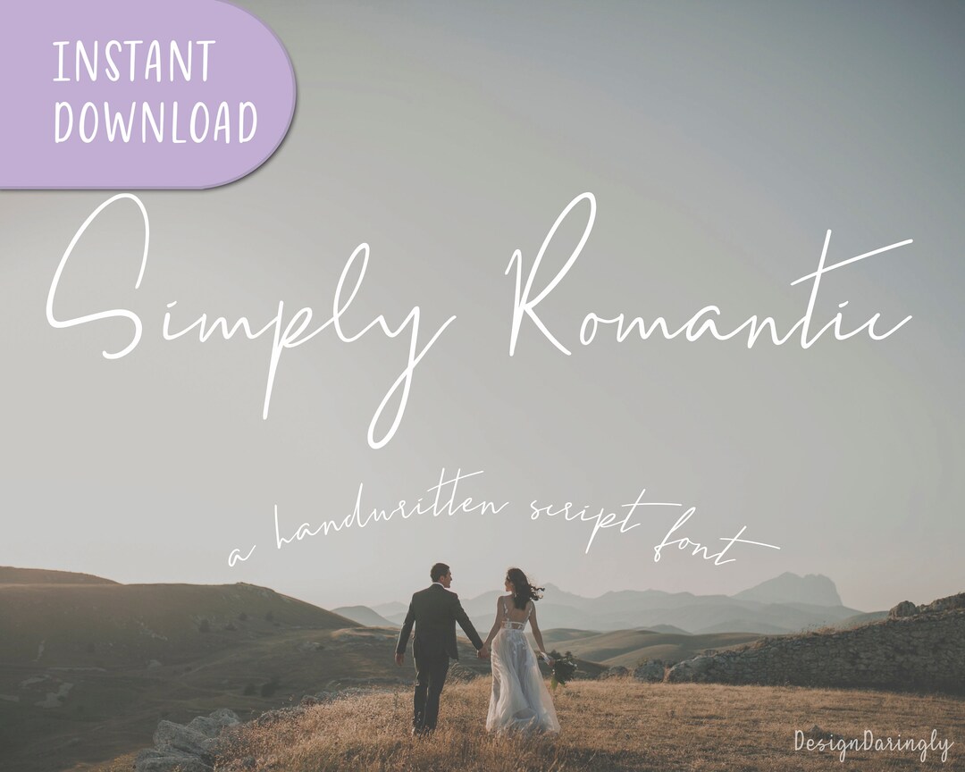 Simply Romantic Script Font, Cursive Font, Hand Lettered Font ...