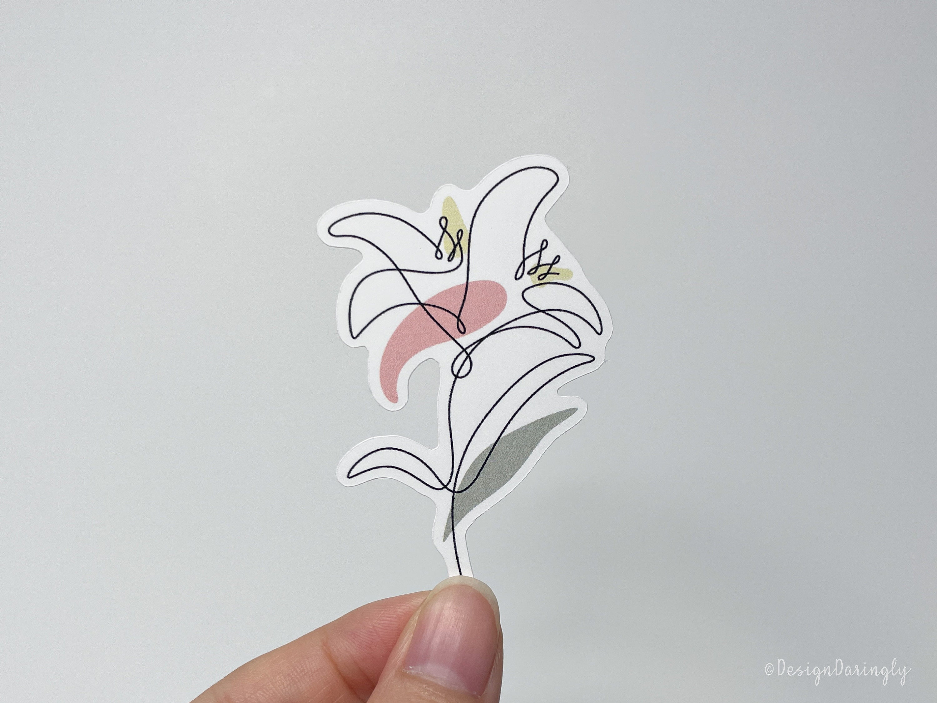Lily Line Art Sticker, Abstract Lily Flower Sticker, Minimalistic Cute ...