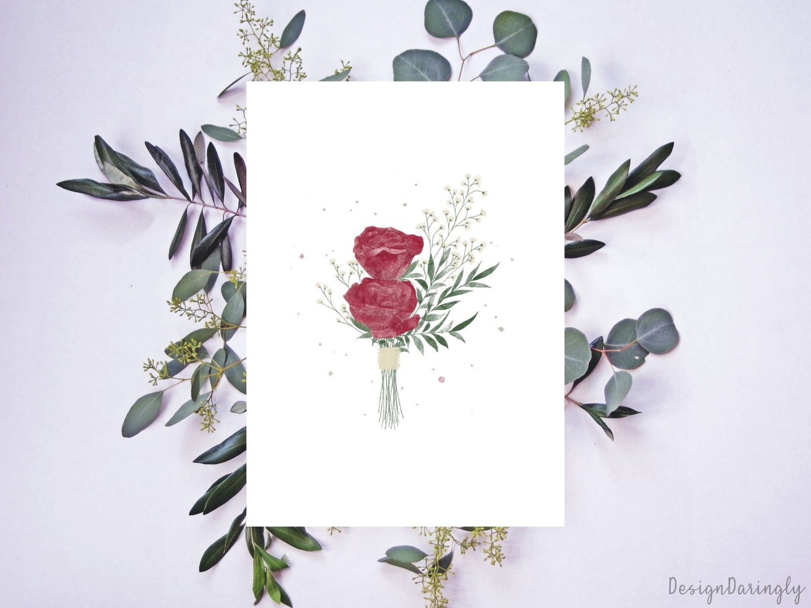 Red Rose Bouquet Greeting Card Printable Greeting Card - Etsy UK
