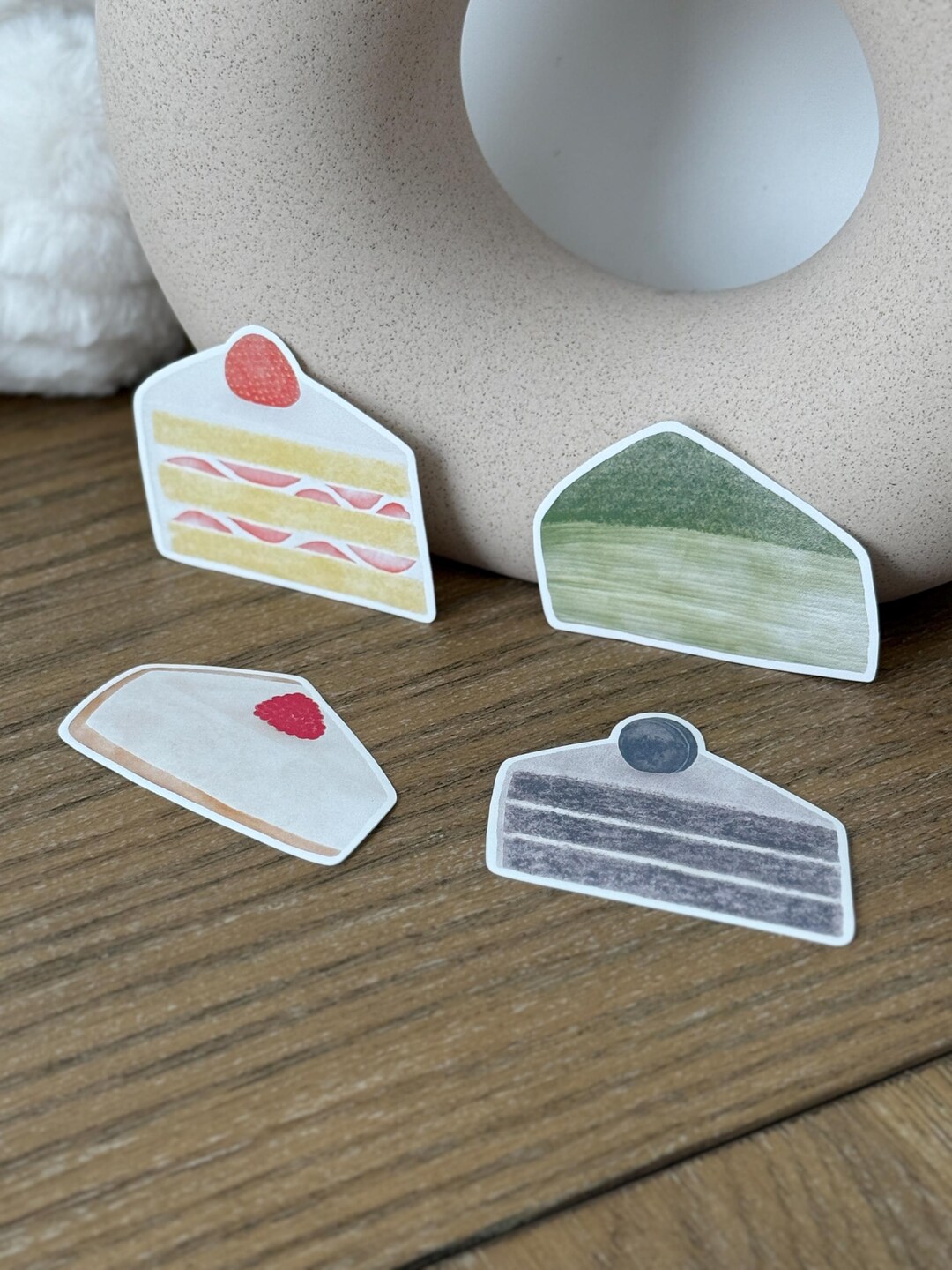 Cake Slice Stickers Set, Matcha Crepe Strawberry Cake Cheesecake ...