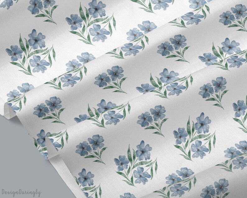 Blue Floral Digital Paper, Blue Flower Seamless Pattern for Fabric ...