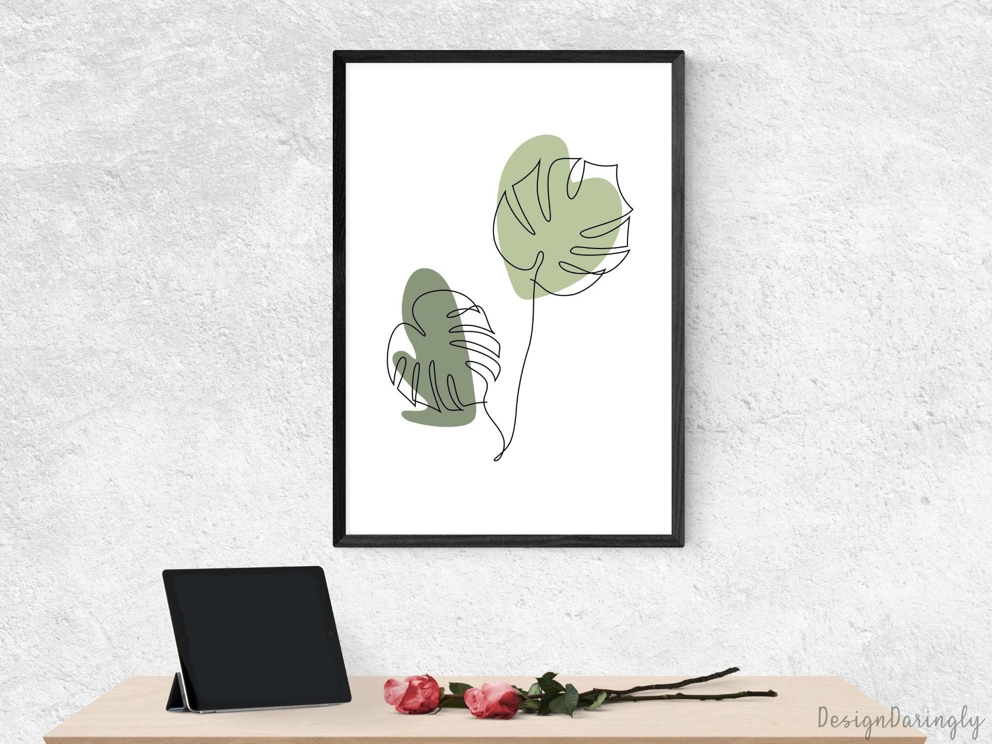 Monstera Wall Art, Monstera One Line Art, Abstract One Line Art ...