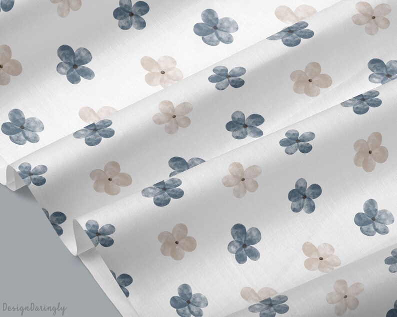 Blue Floral Digital Paper, Blue Flower Seamless Pattern for Fabric ...