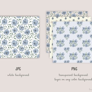 Blue Floral Digital Paper, Blue Flower Seamless Pattern for Fabric ...