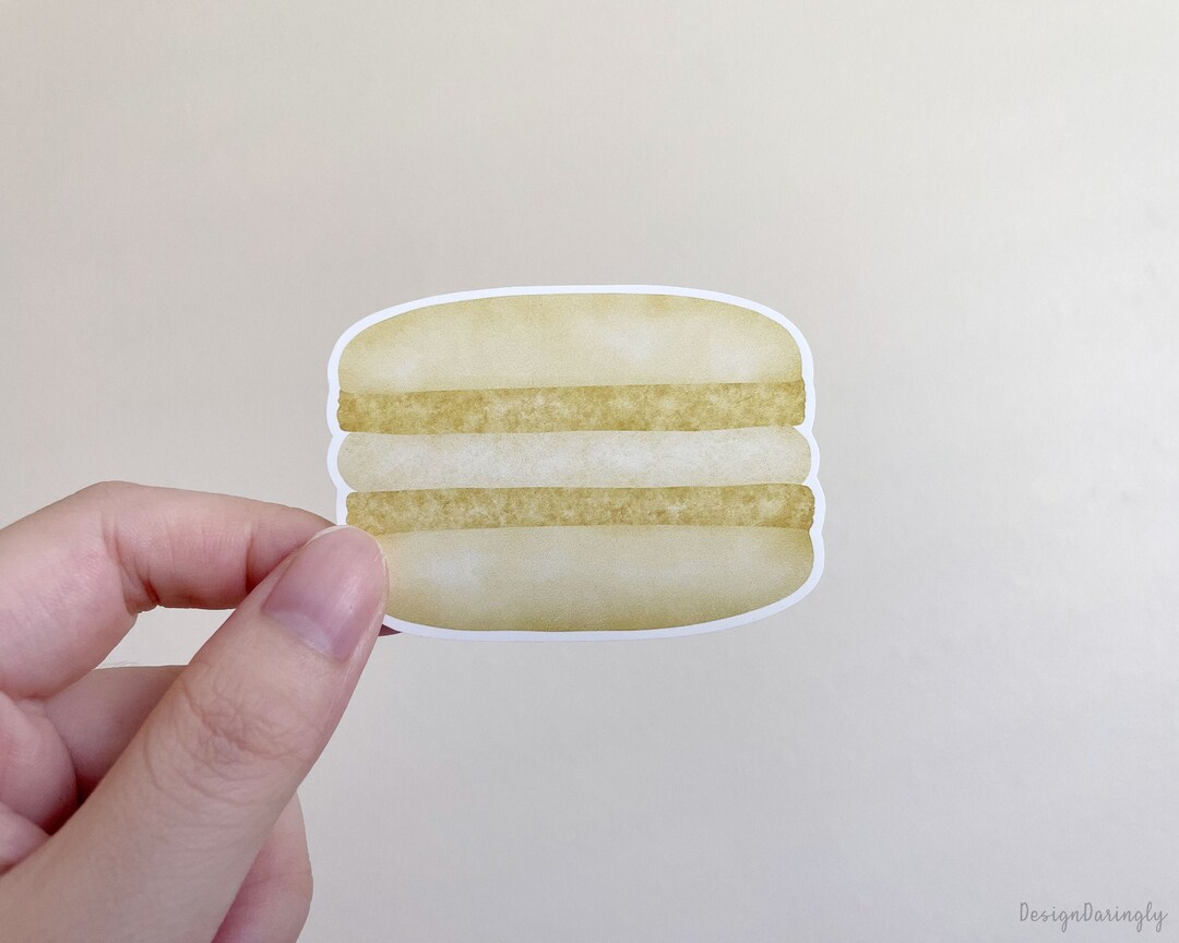 Lemon French Macarons Sticker, Watercolor Style Macarons, Cute food ...