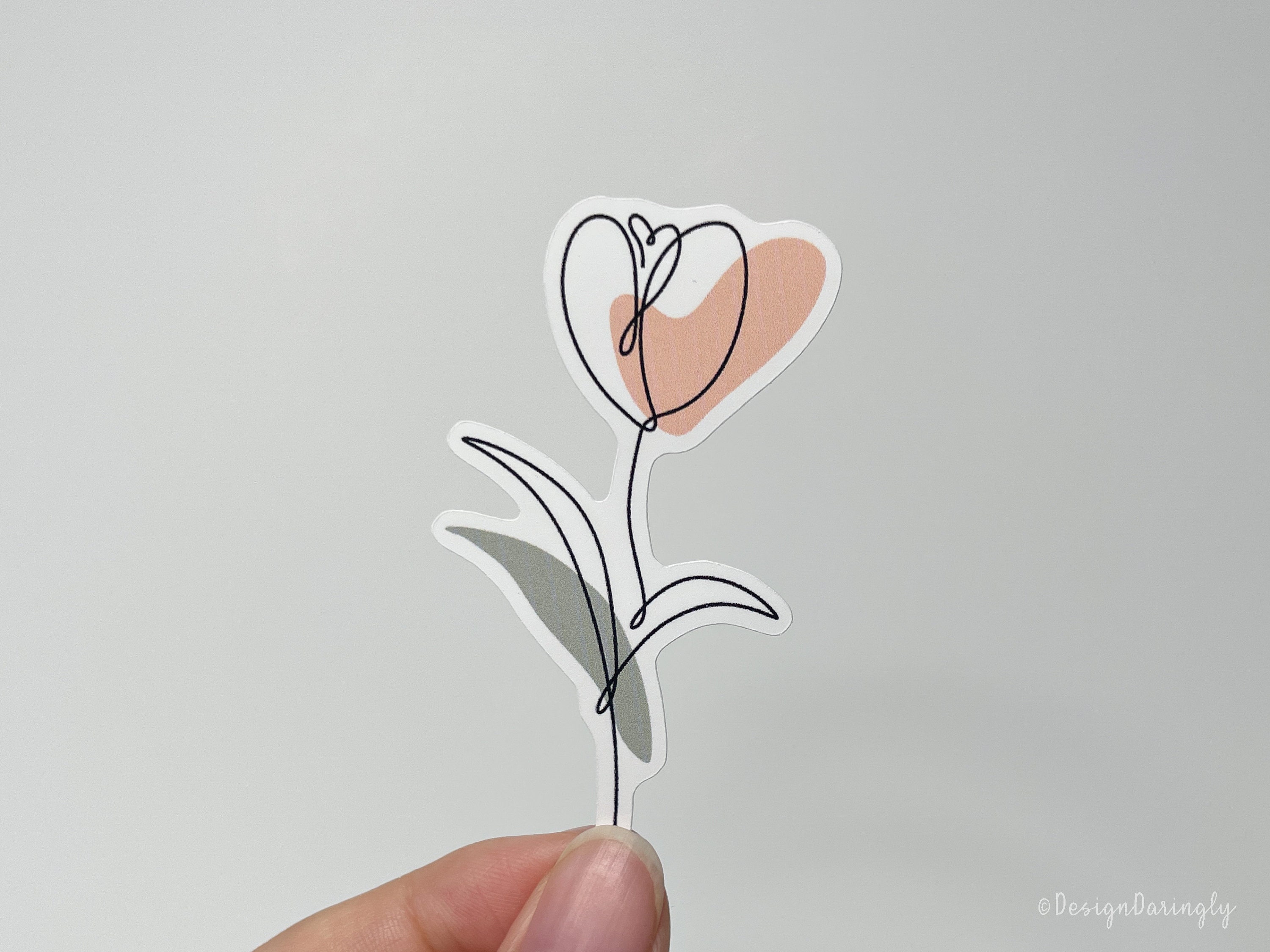 Tulip Line Art Sticker, Abstract Tulip Flower Sticker, Minimalistic ...