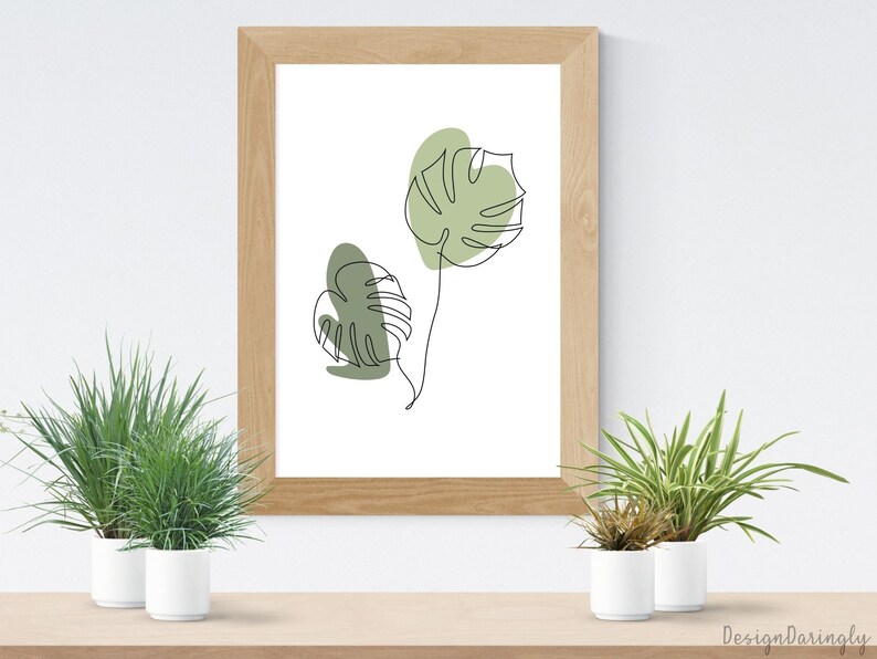 Monstera Wall Art, Monstera One Line Art, Abstract One Line Art ...
