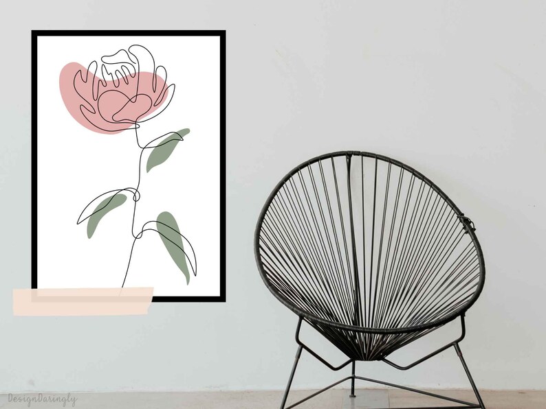 Peony One Line Art Peony Wall Art Abstract One Line Art - Etsy