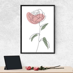 Peony One Line Art, Peony Wall Art, Abstract One Line Art, Printable ...