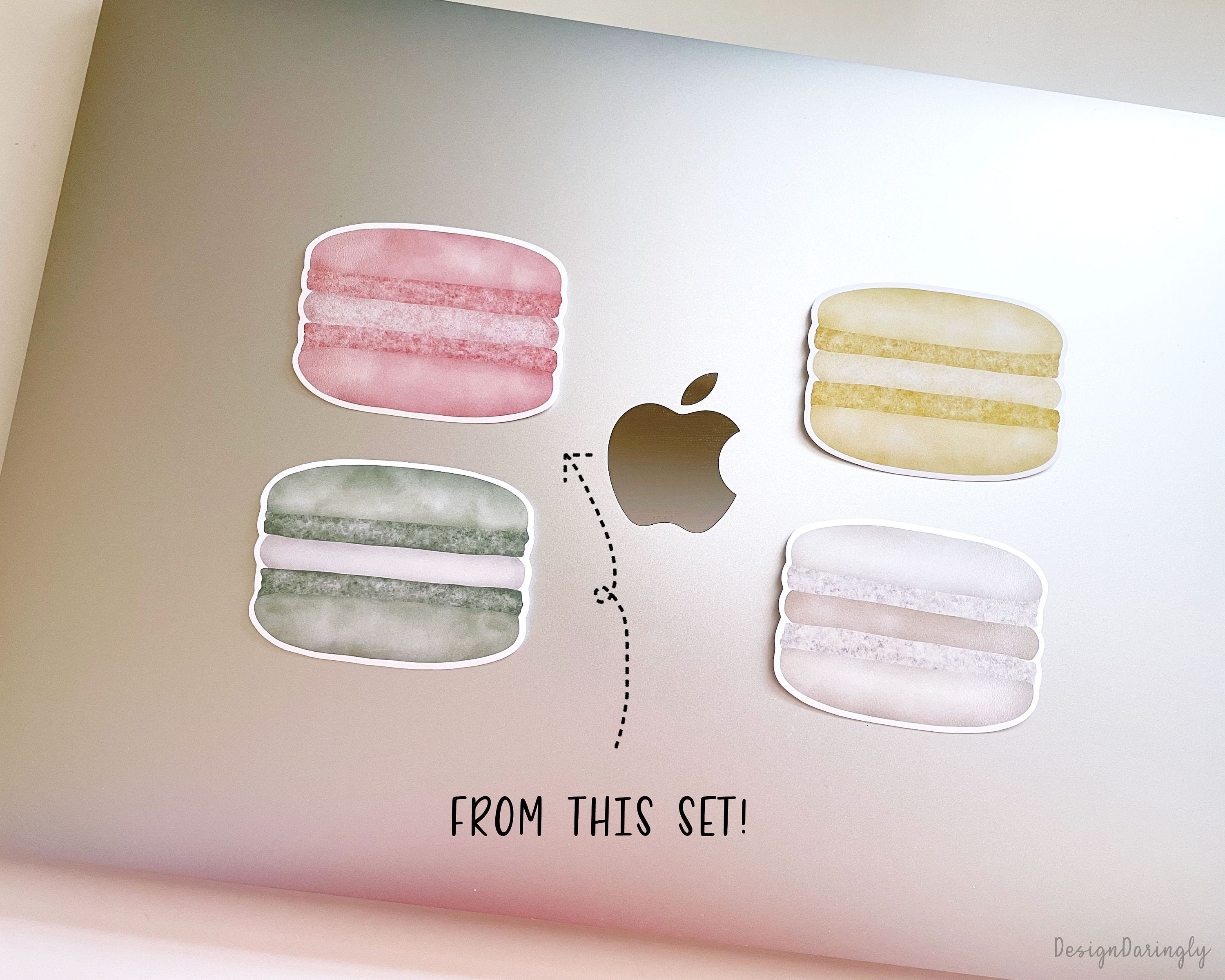 Strawberry French Macarons Sticker, Watercolor Style Macarons, Cute ...