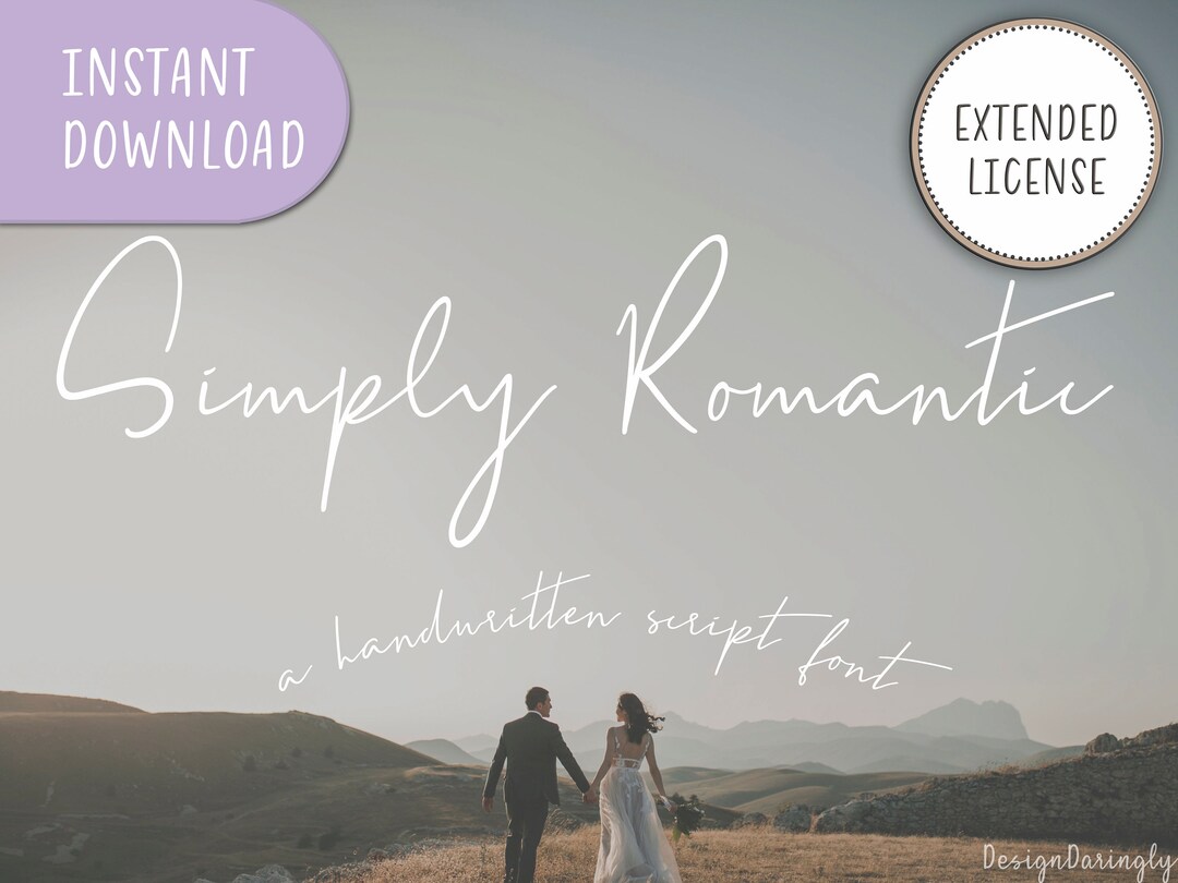 Simply Romantic Script Font Cursive Font Hand Lettered Font - Etsy