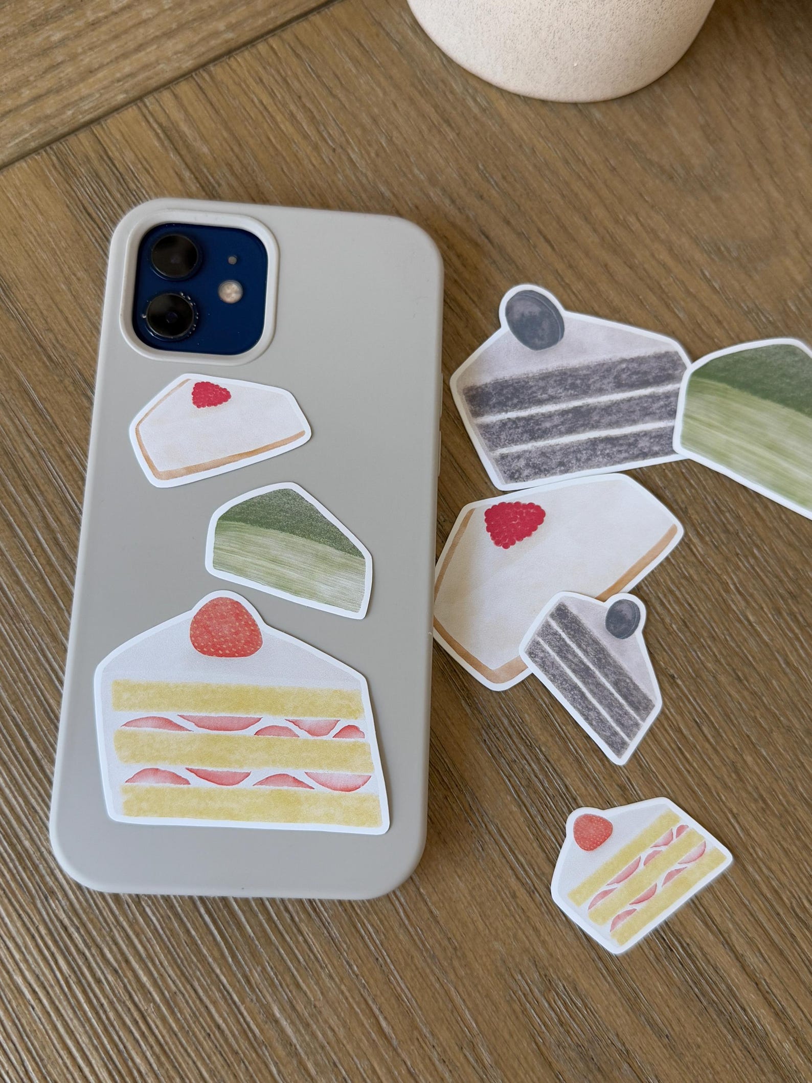 Cake Slice Stickers Set, Matcha Crepe Strawberry Cake Cheesecake ...