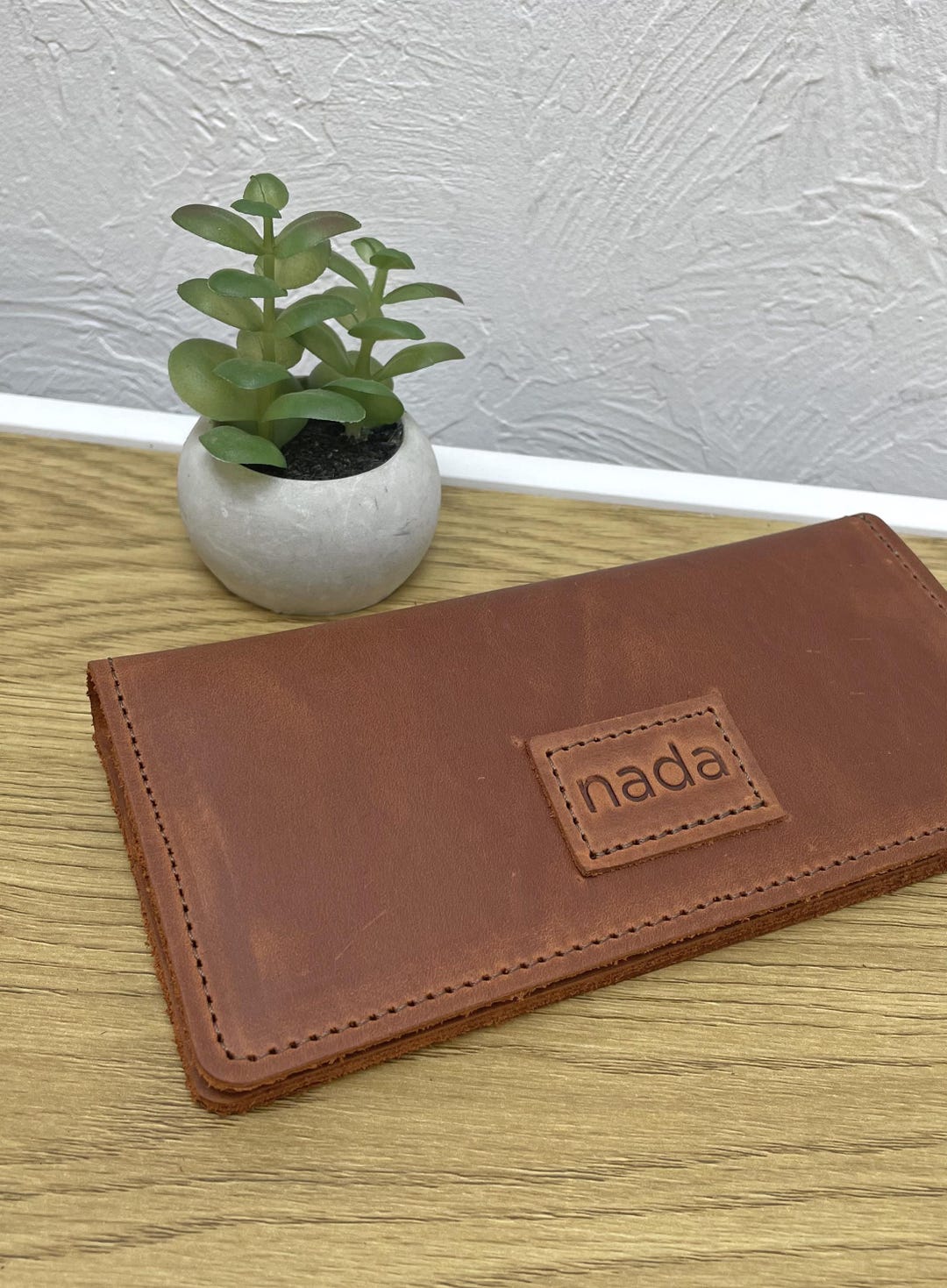 Handmade Leather Bifold Wallet: Brandy Brown, Button Closure - Etsy