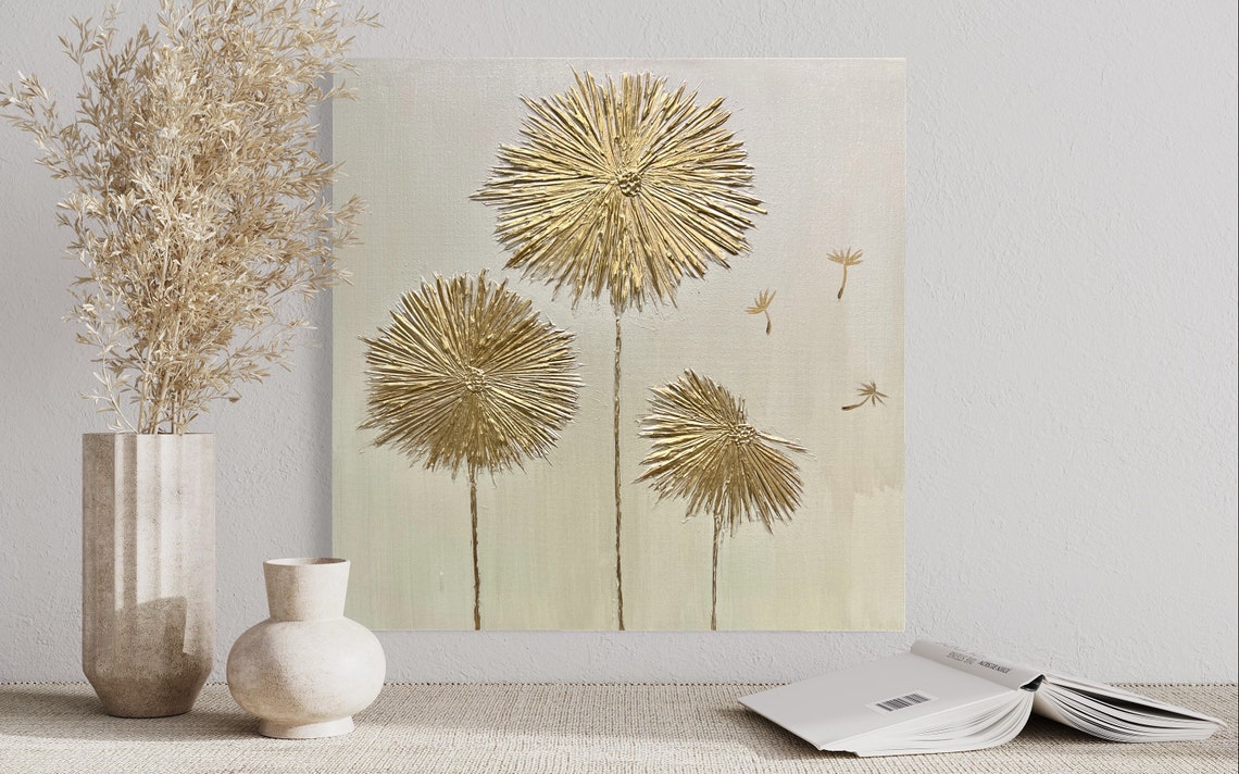 Dandelions / 3D Art / 3D Painting / Textures Painting / Handmade / Hand ...