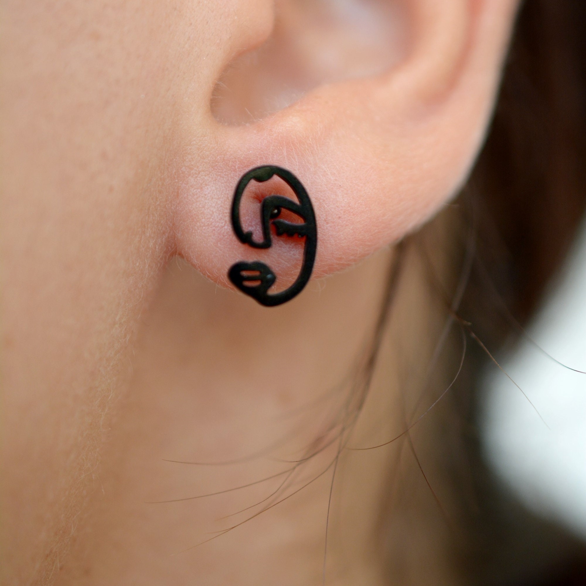 Gold Gesicht Gold Wink Ohrringe, Gold Ohrringe, Geburtstagsgeschenke ...