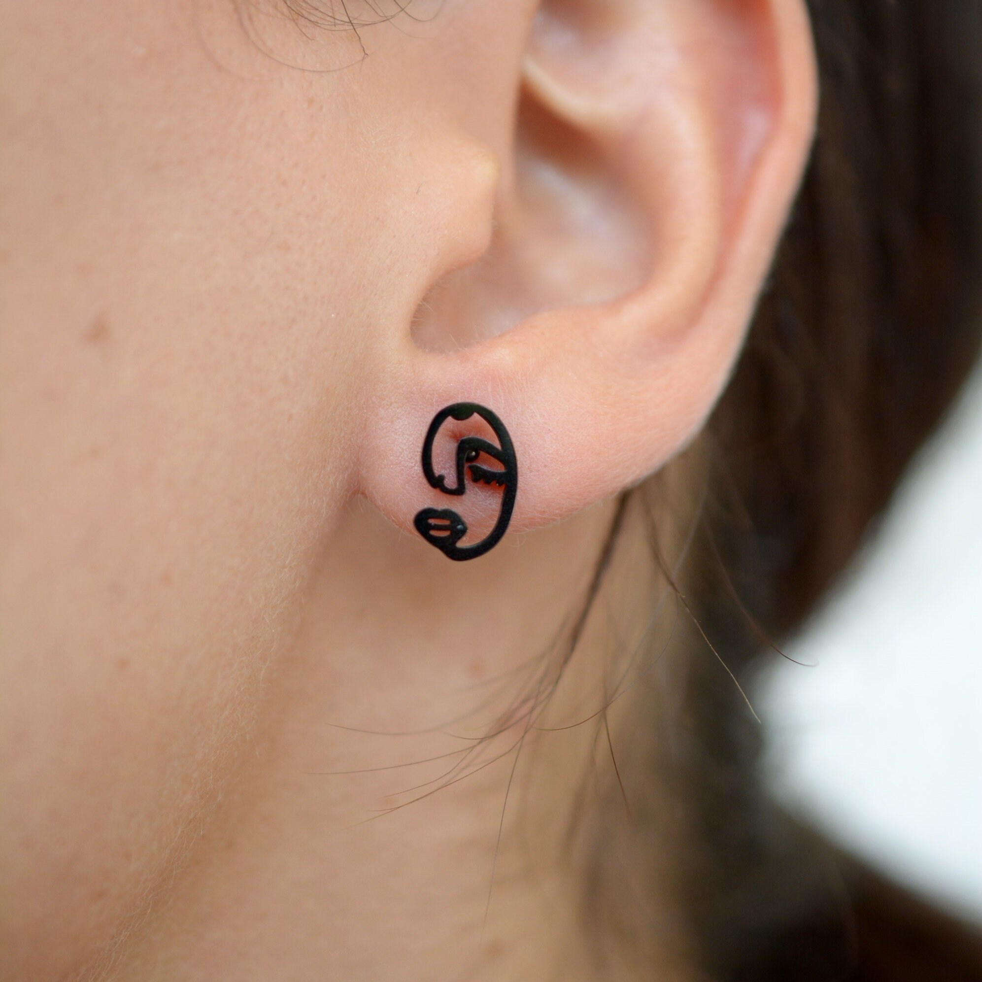 Gold Gesicht Gold Wink Ohrringe, Gold Ohrringe, Geburtstagsgeschenke ...