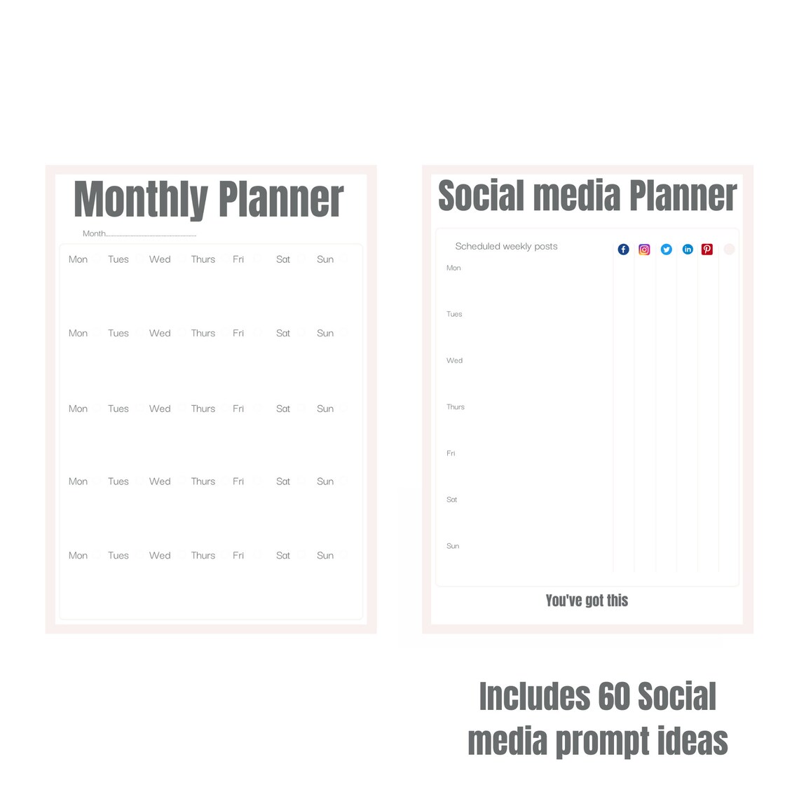 Social Media Business Planner Pack - 8 Page Planner Includes 60 Social ...