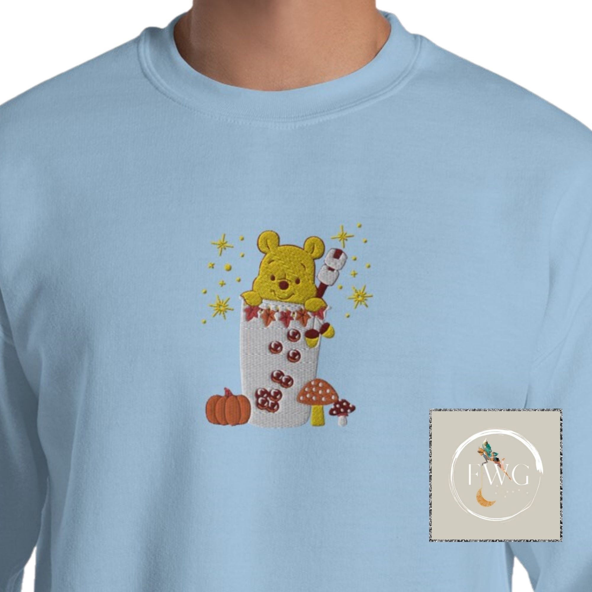 Embroidered Winnie the Pooh Boba Shirt Coffee Halloween Sweatshirt Pooh ...