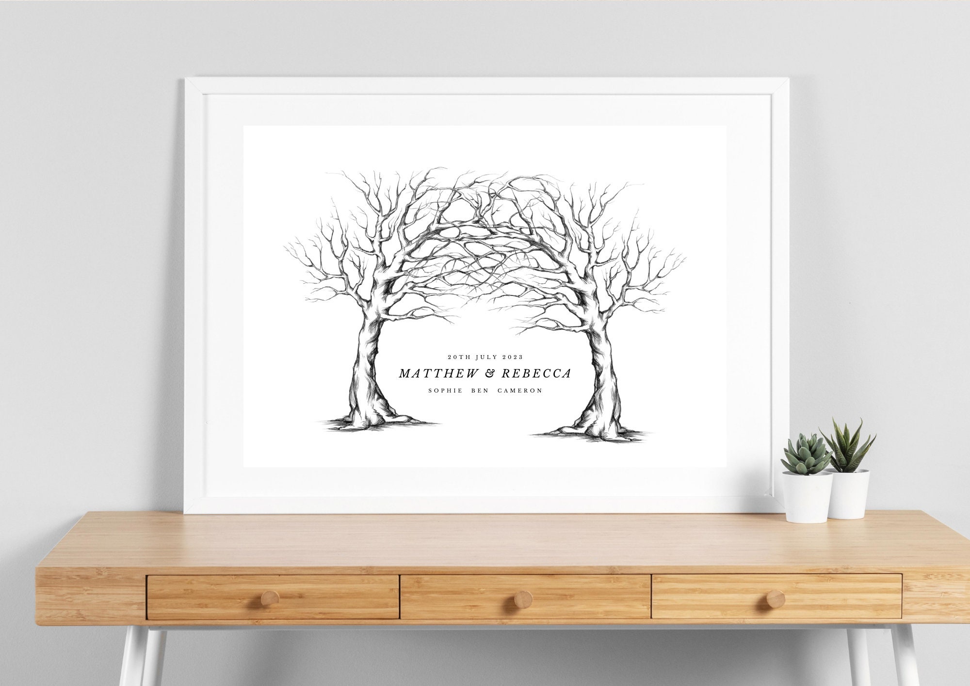 Wedding Finger Print Tree, Thumb Print Guestbook, Alternative Guest ...
